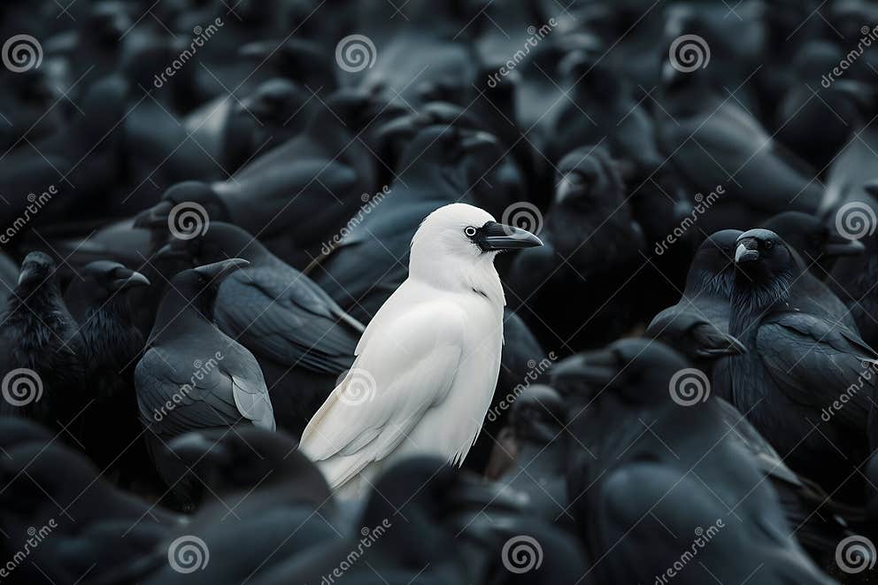 A White Crow among Many Black Crows Stock Image - Image of contrast ...