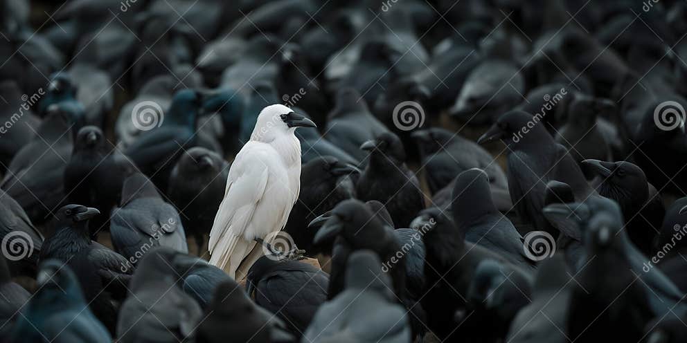 A White Crow among Many Black Crows Stock Image - Image of partner ...