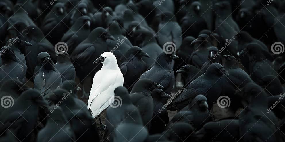 A White Crow among Many Black Crows Stock Image - Image of wild ...