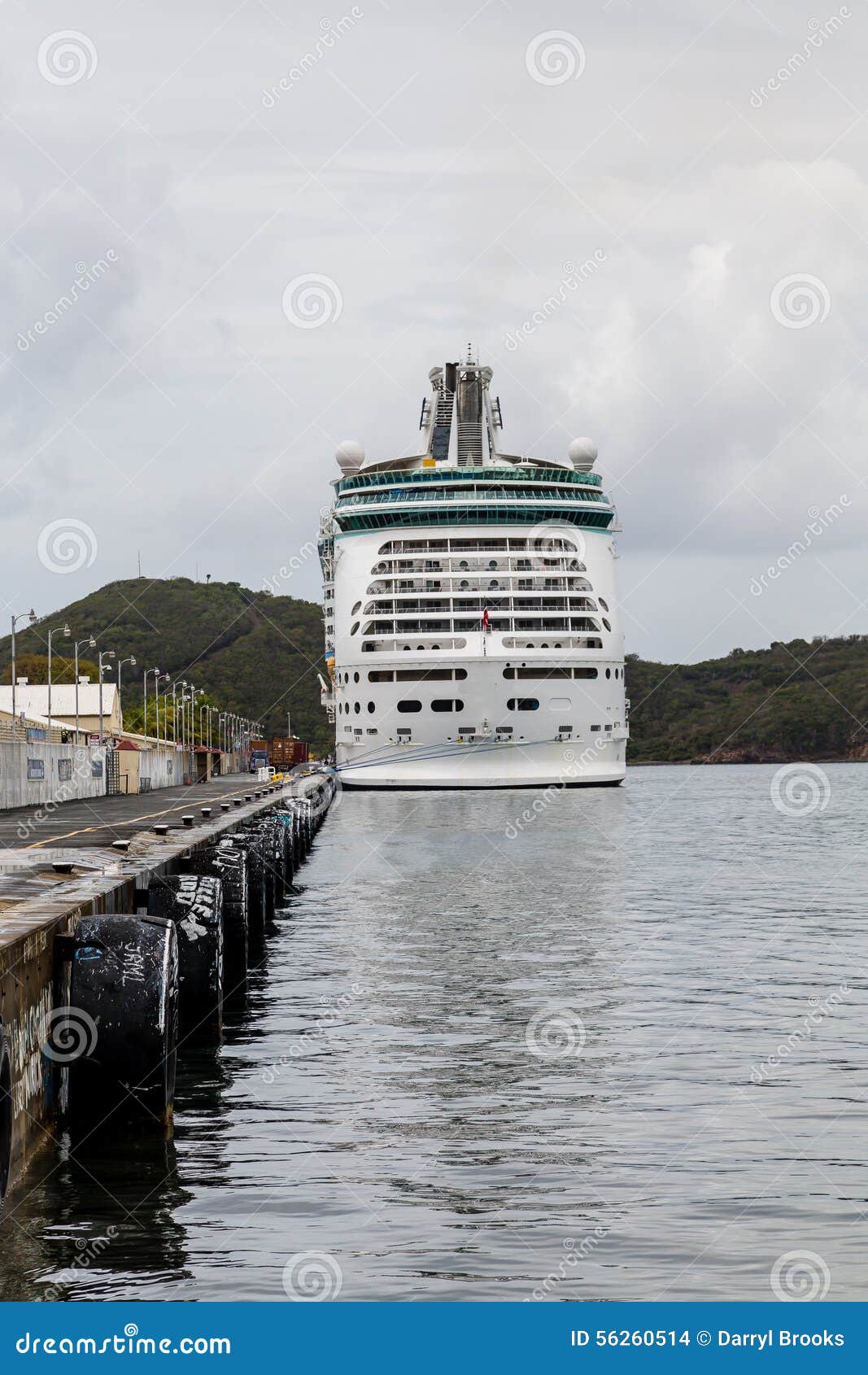 White Cruise Ship Alongside Concrete Pier Stock Photo - Image of ...