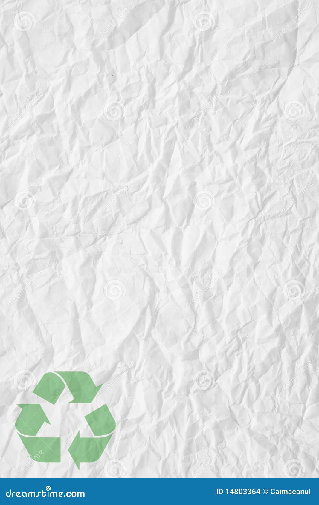 White Crumpled Paper and Recycling Sign Stock Photo - Image of planet ...