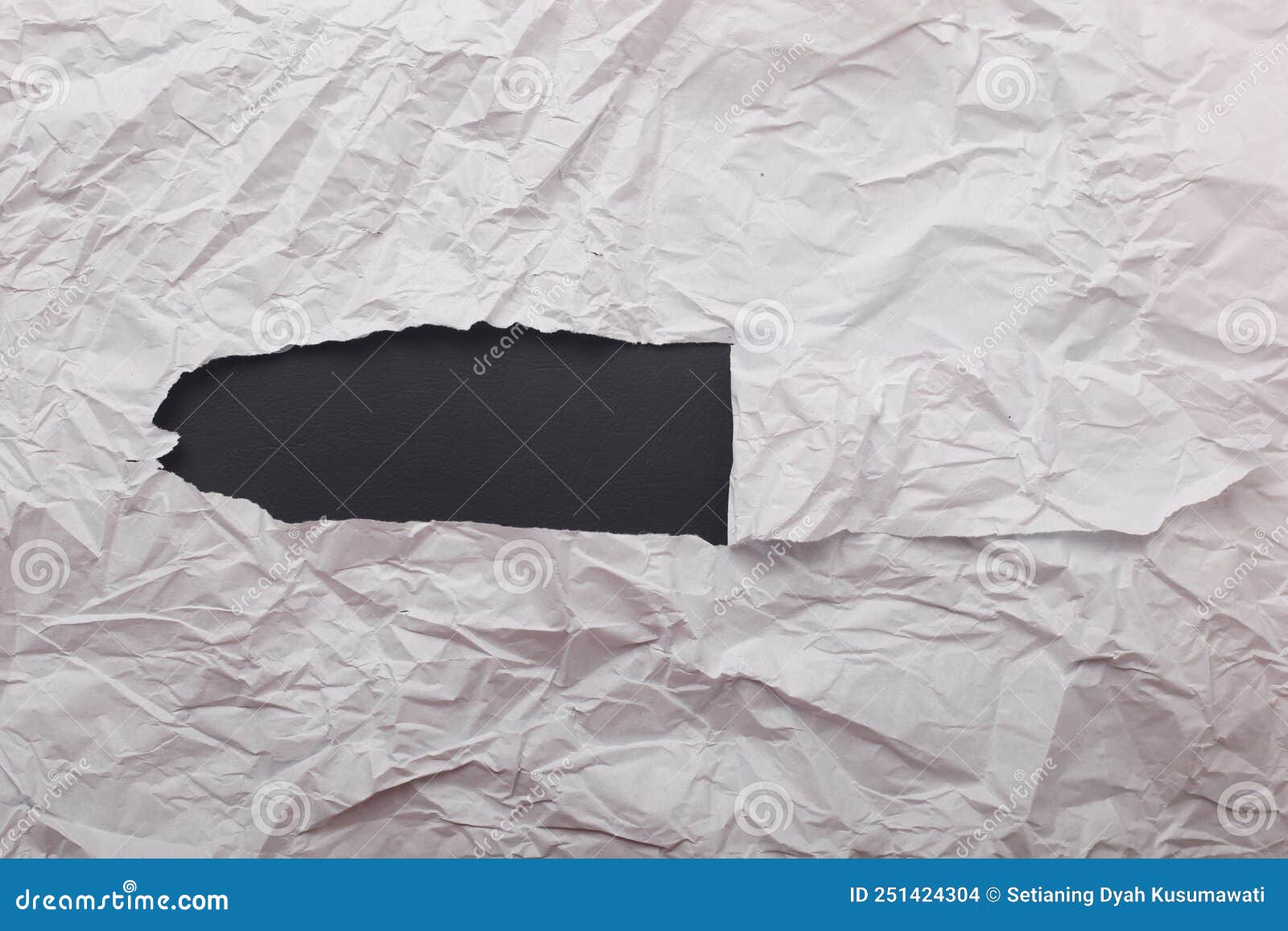White Crumpled Paper Texture with Hole in the Paper with Torn Sides ...