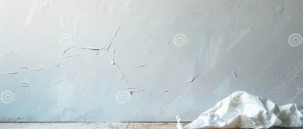 White Crumpled Paper on a Light Blue Wall Stock Photo - Image of ...
