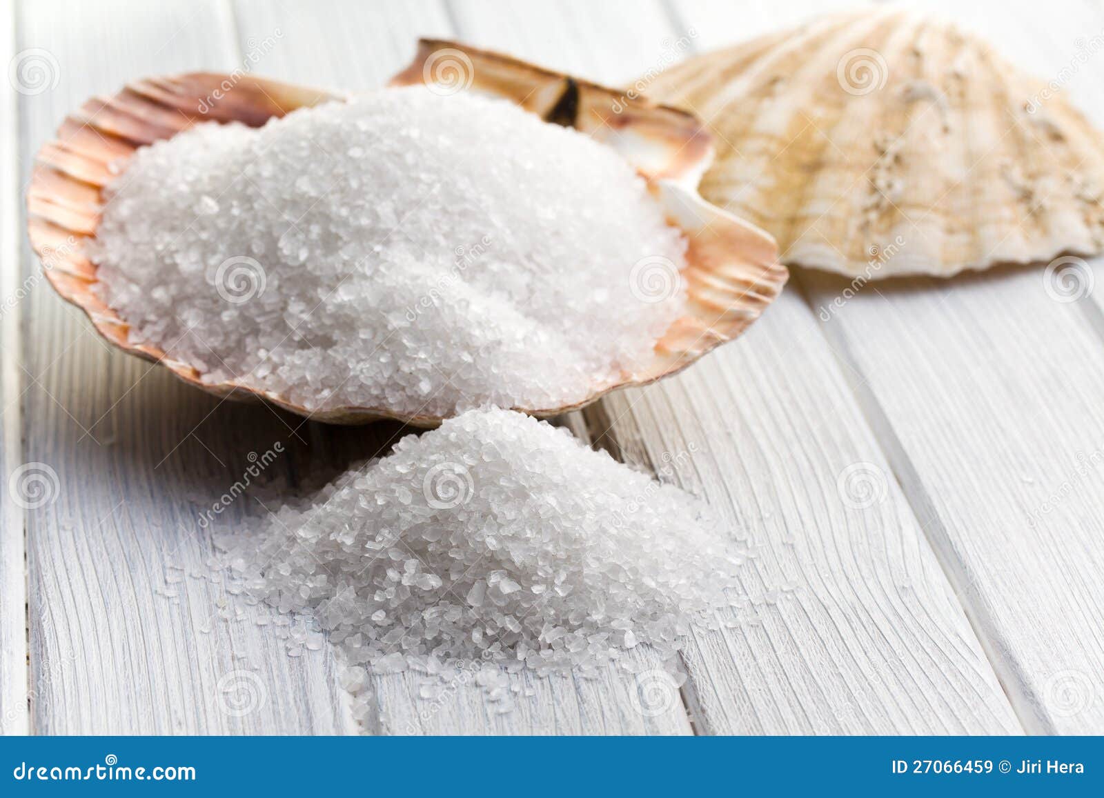 White Crystal Salt in Seashell Stock Image - Image of bowl, mineral ...