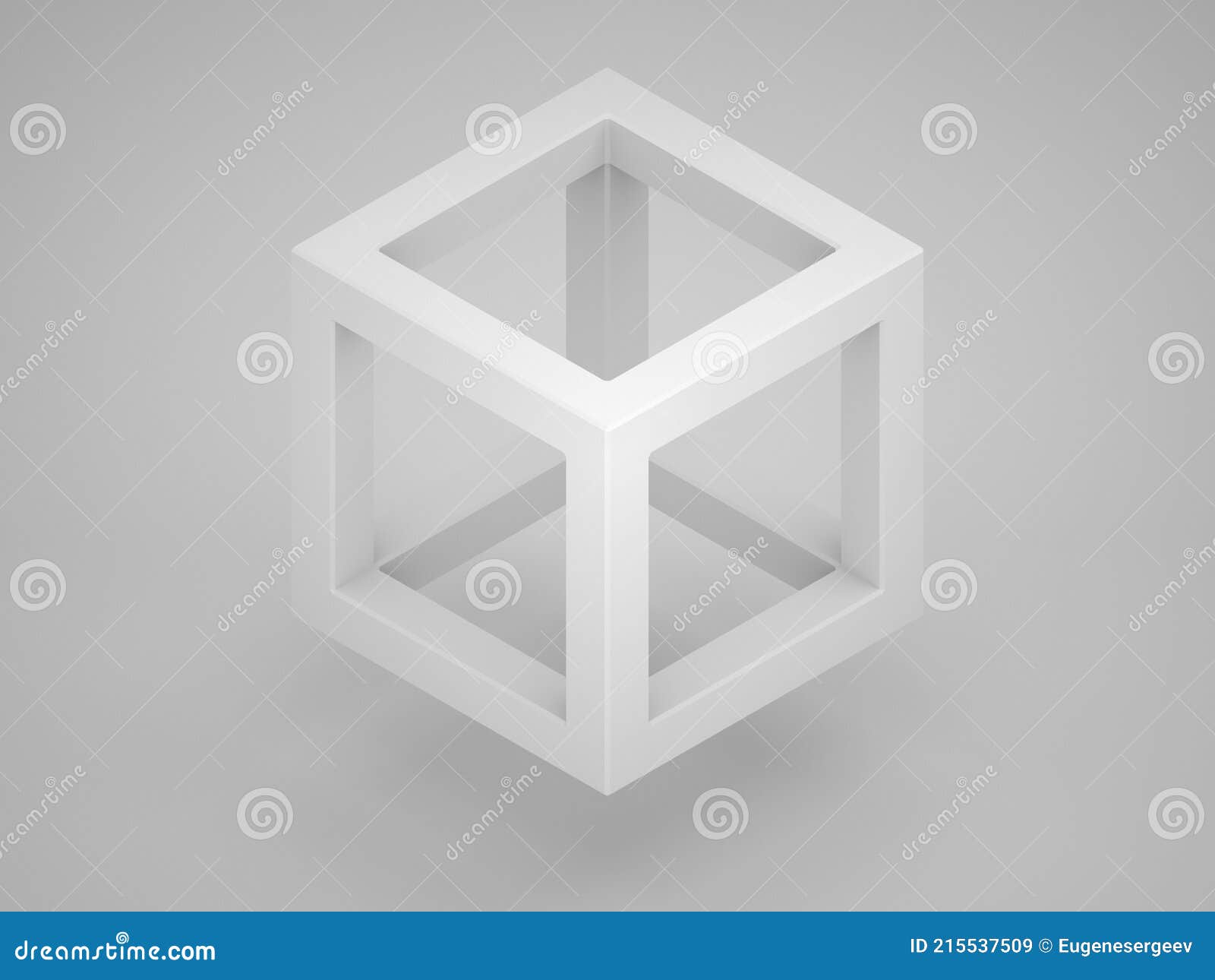 White Cube Frame Over Light Gray Background with Soft Shadow, 3d Stock ...