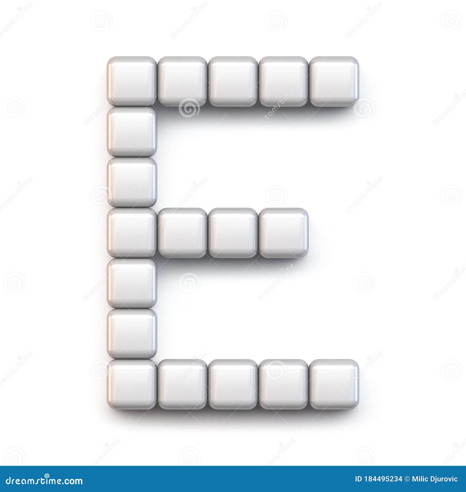 White Cube, Pixel Font Letter E 3D Stock Illustration - Illustration of ...