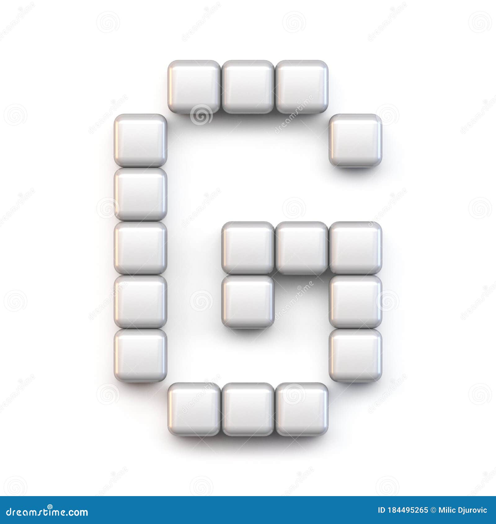 White Cube, Pixel Font Letter G 3D Stock Illustration - Illustration of ...