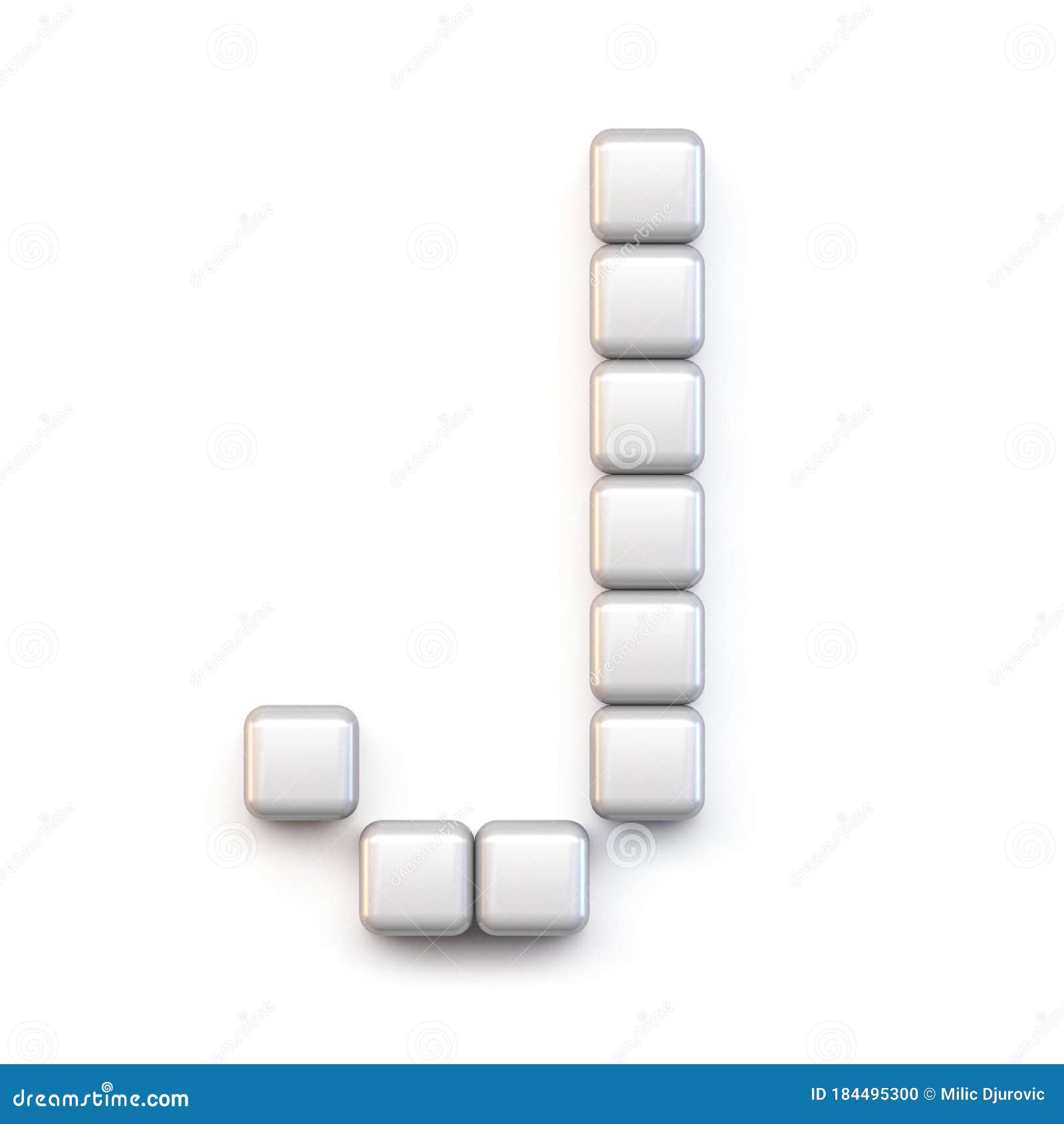 White Cube, Pixel Font Letter J 3D Stock Illustration - Illustration of ...