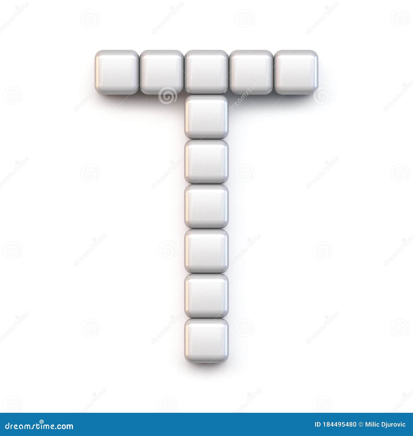 White Cube, Pixel Font Letter T 3D Stock Illustration - Illustration of ...