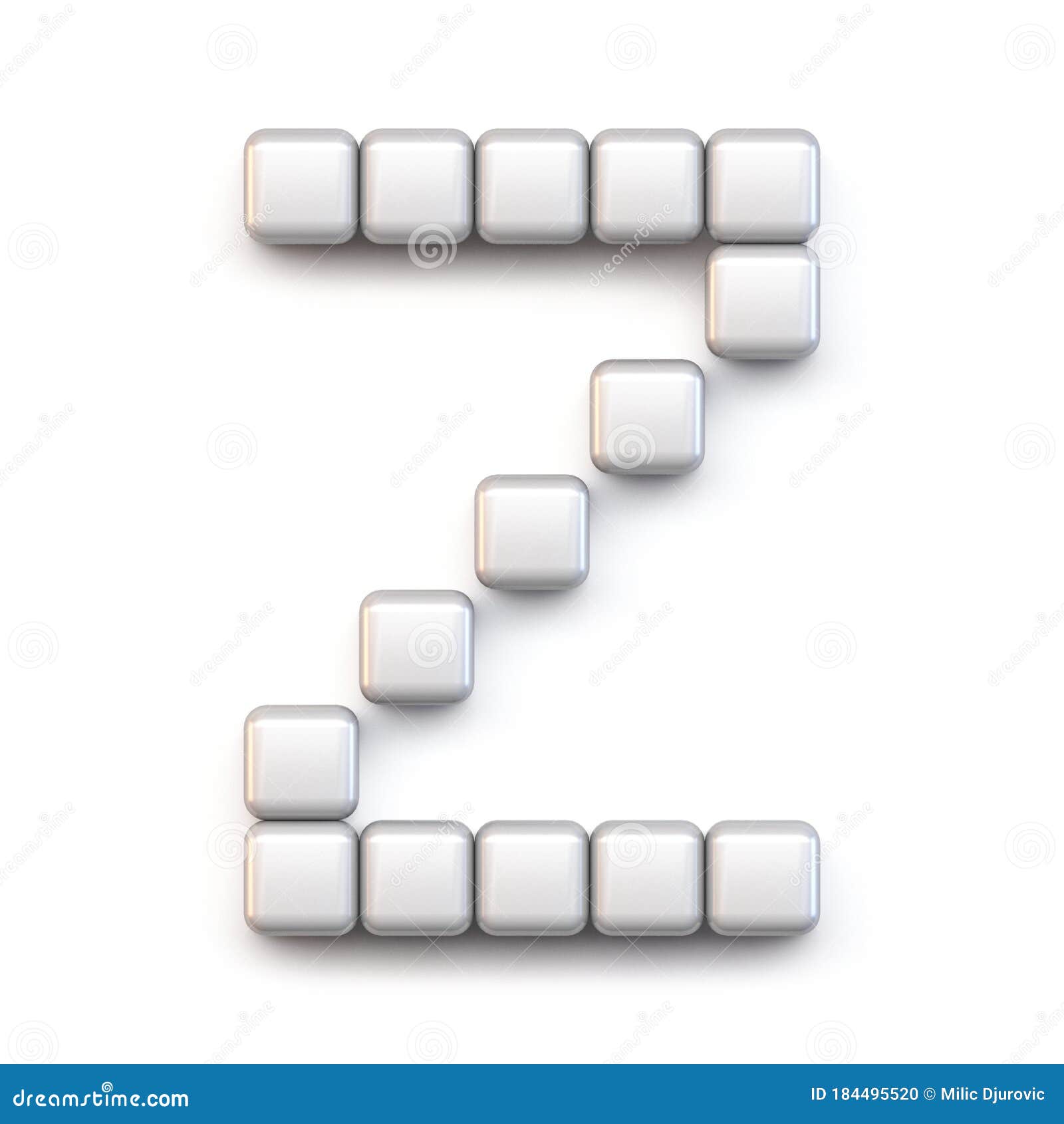 White Cube, Pixel Font Letter Z 3D Stock Illustration - Illustration of ...