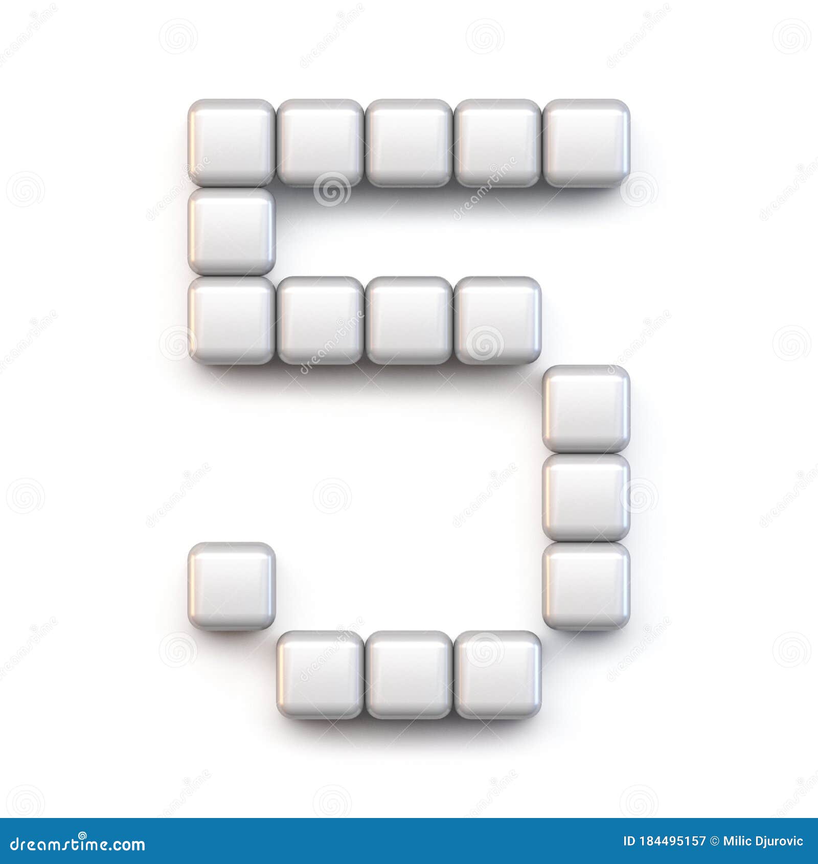 White Cube, Pixel Font Number FIVE 5 3D Stock Illustration ...