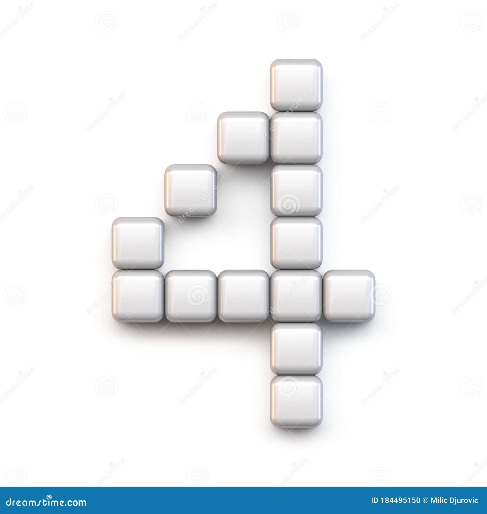 White Cube, Pixel Font Number FOUR 4 3D Stock Illustration ...
