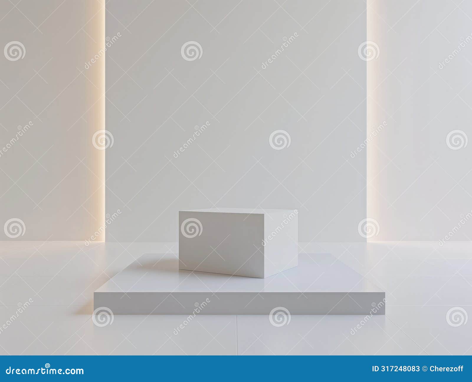 Minimalistic White Cube Display Stock Image - Image of platform, wall ...