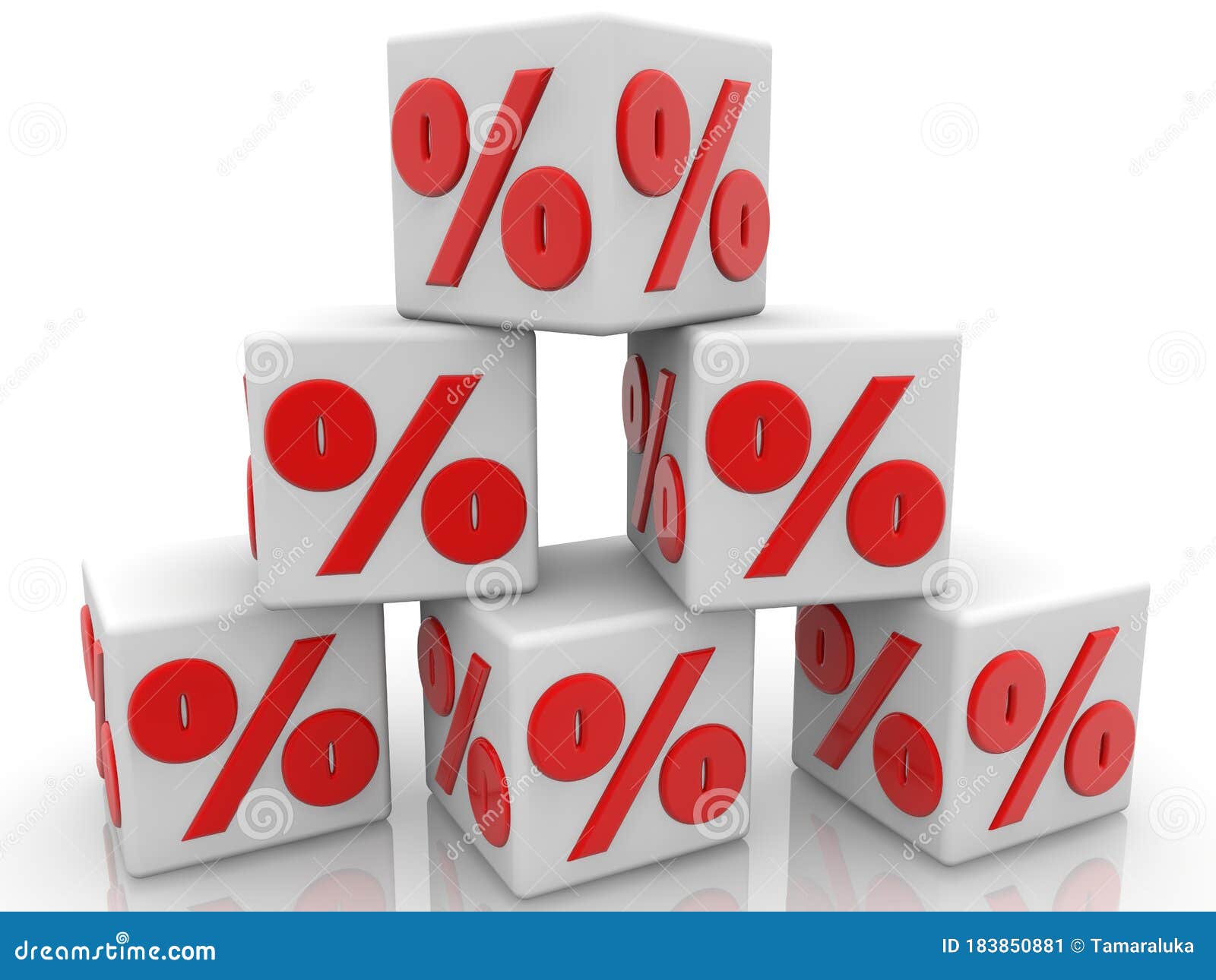 White Cube Pyramid with Interest Signs on White Stock Illustration ...