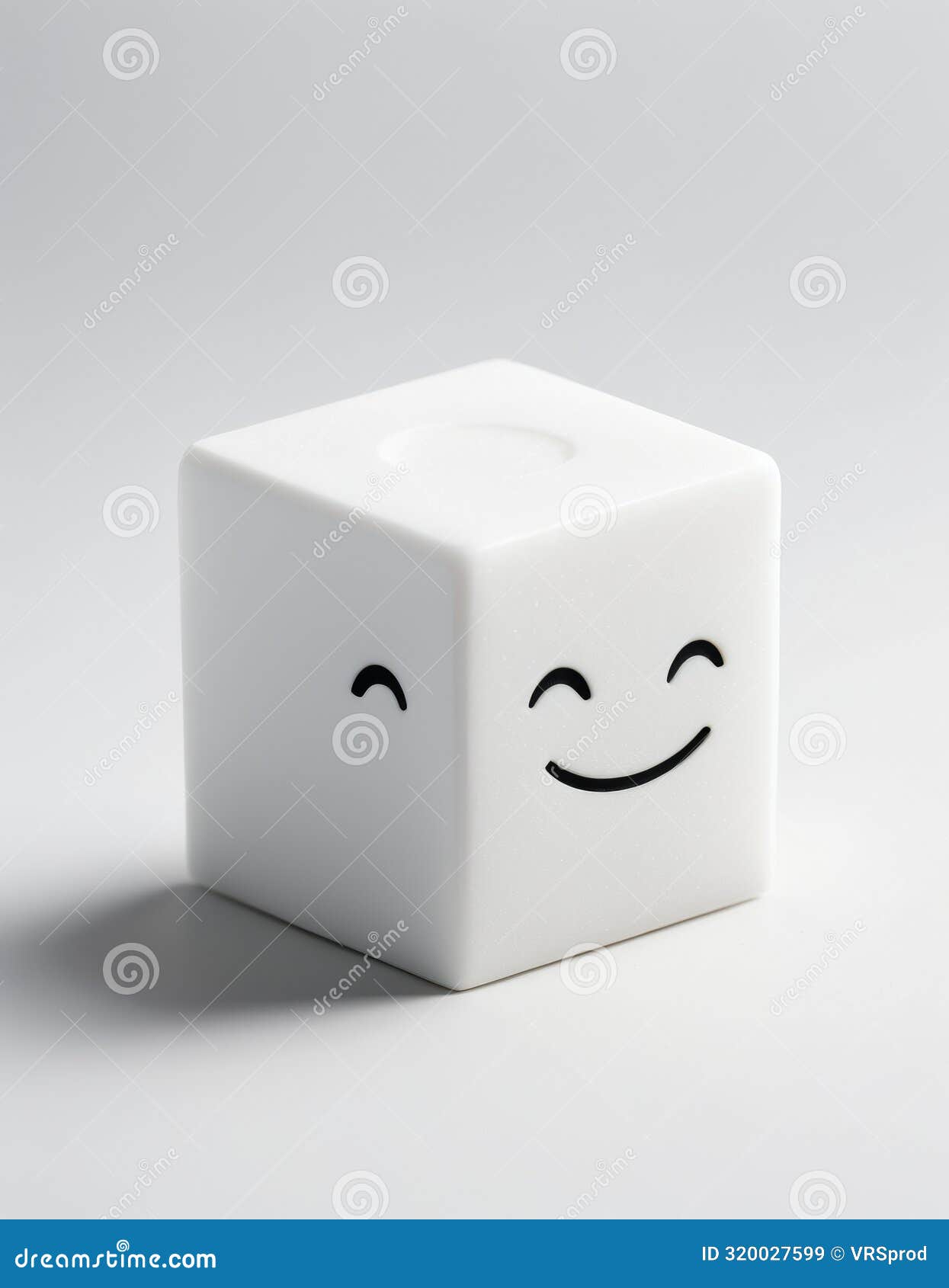 Smiling White Cube on Plain Background Stock Illustration ...
