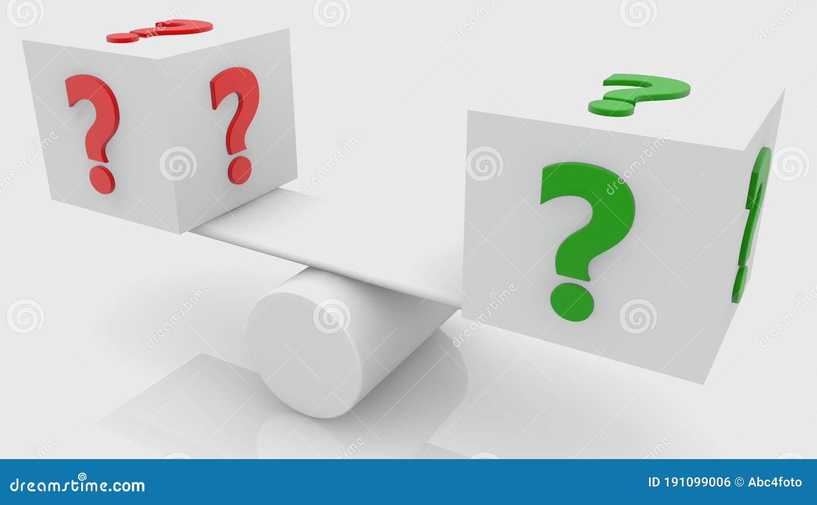 White Cubes on Balanced Seesaws with Question Mark Concept Stock ...