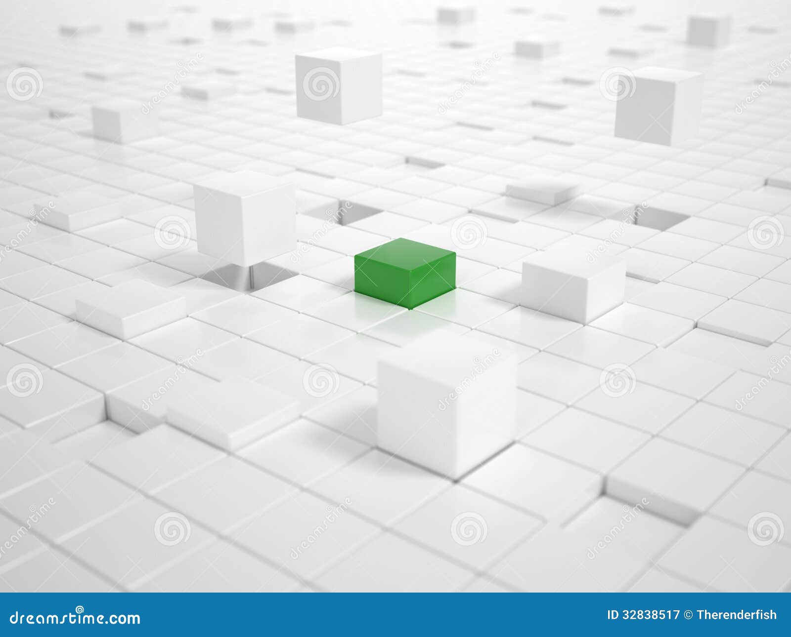 White Cubes and One Green Cube Building a Platform Stock Illustration ...