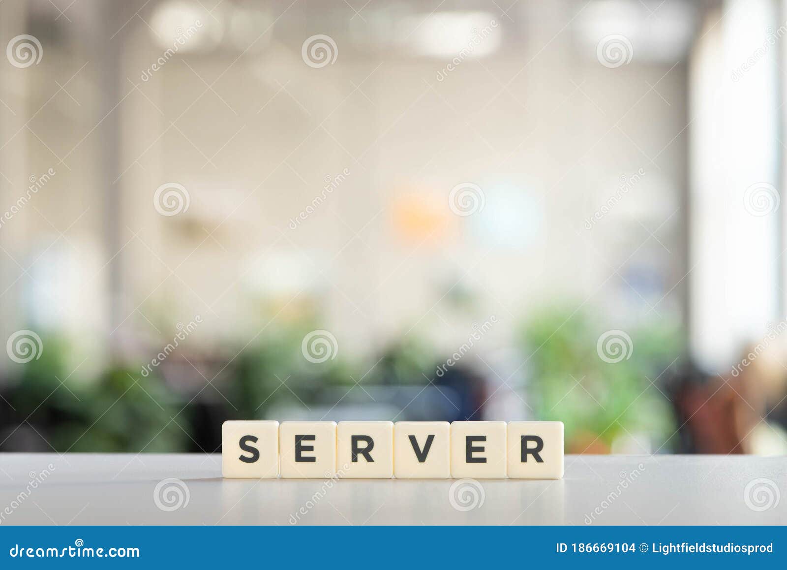 Cubes with Word Server on Office Stock Photo - Image of storage ...
