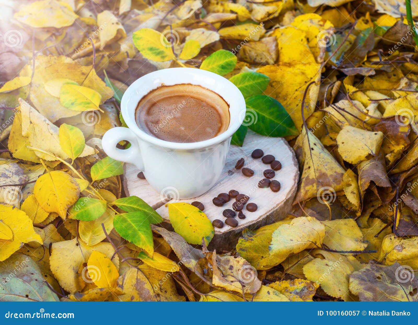 White Cup with Black Coffee on a Stump Stock Image - Image of caffeine ...