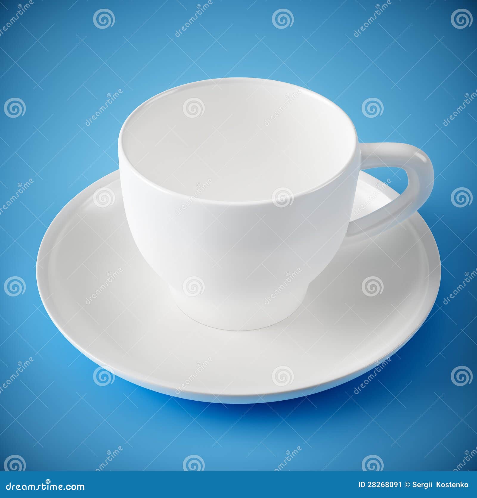 White Cup on Blue Background Stock Illustration - Illustration of ...