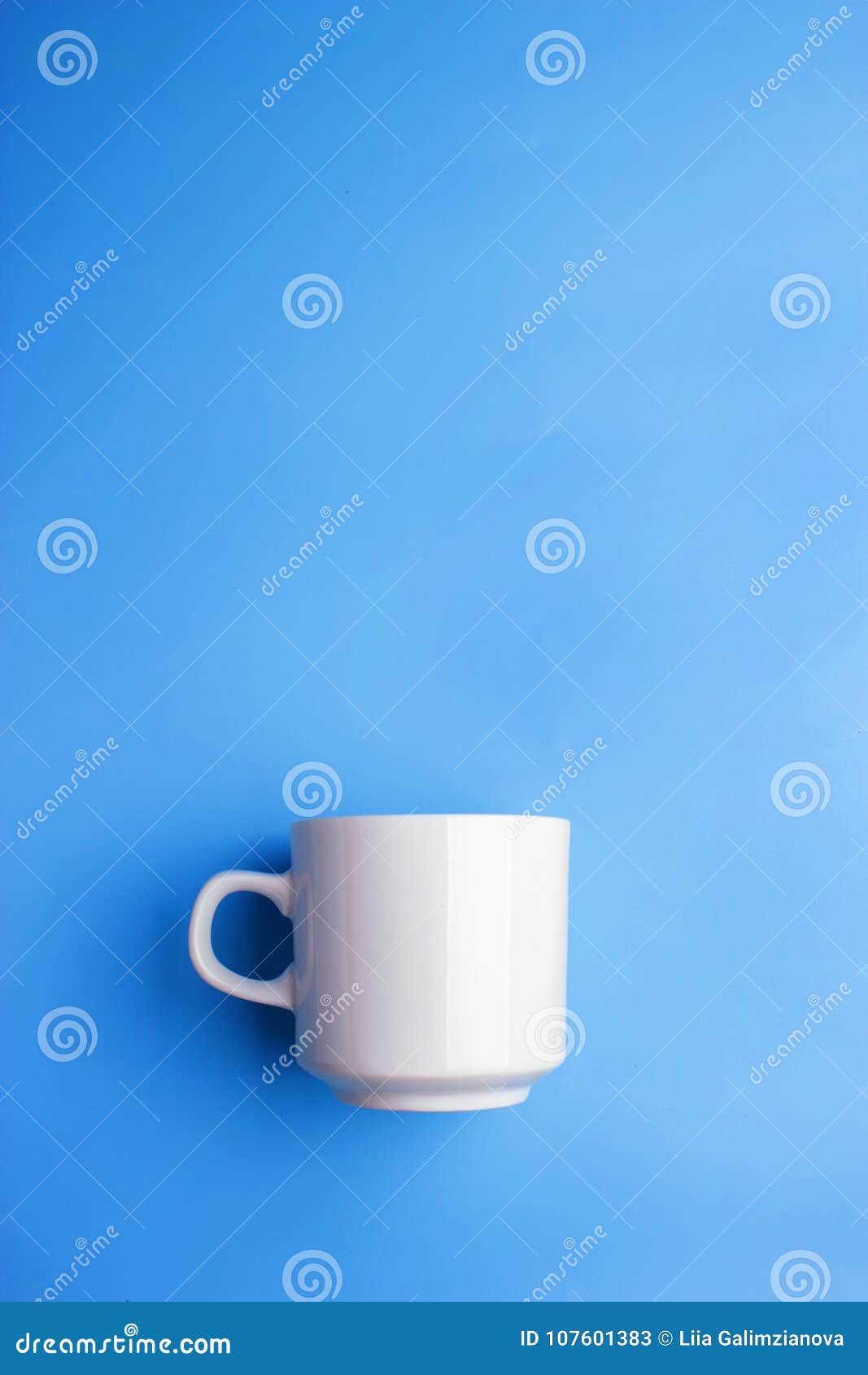 White Cup on Blue Background Stock Image - Image of texture, tableware ...