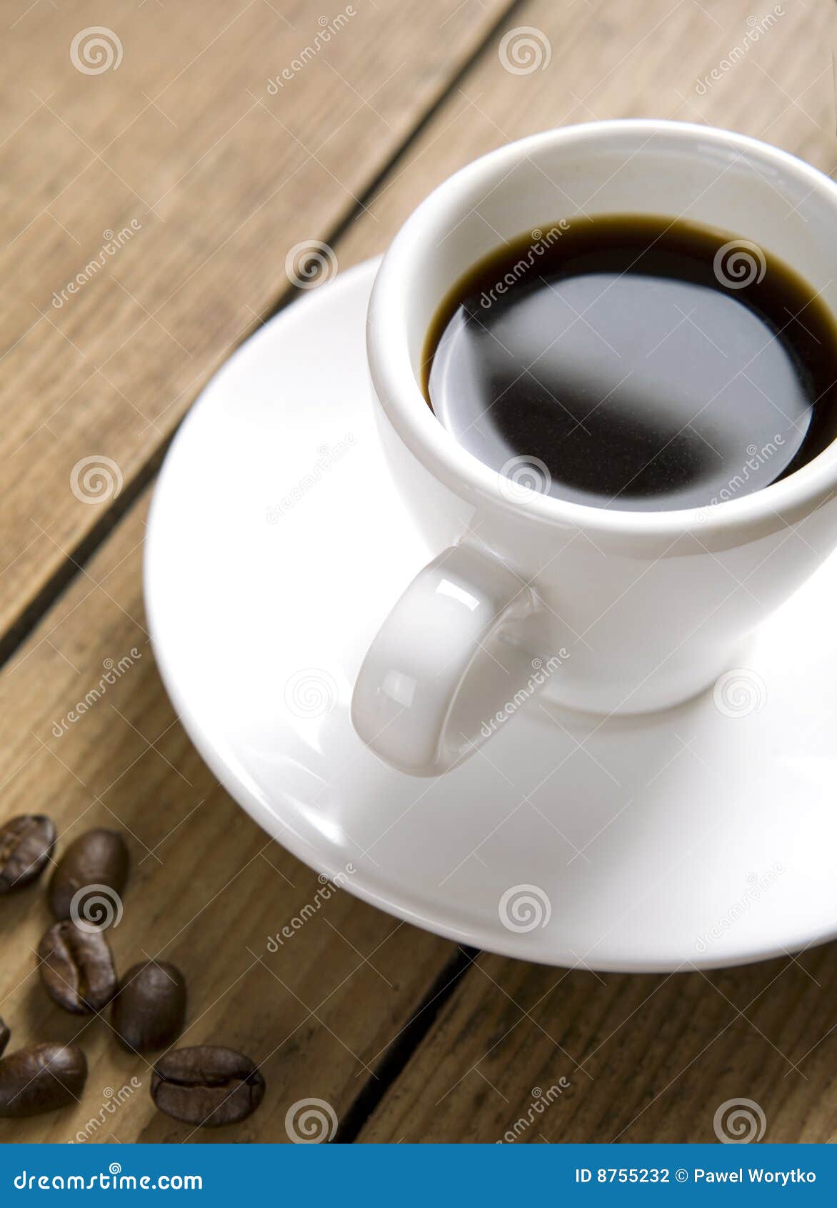 White Cup of Coffe on Wooden Boards Stock Photo - Image of cappuccino ...