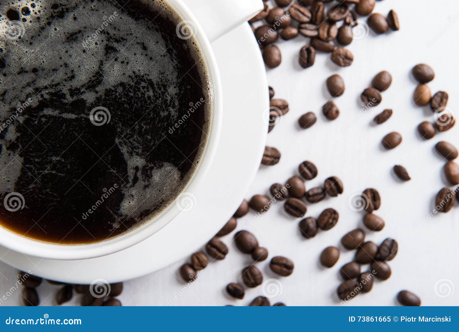 White Cup with Coffee and Coffee Seed on the Table Stock Image - Image ...
