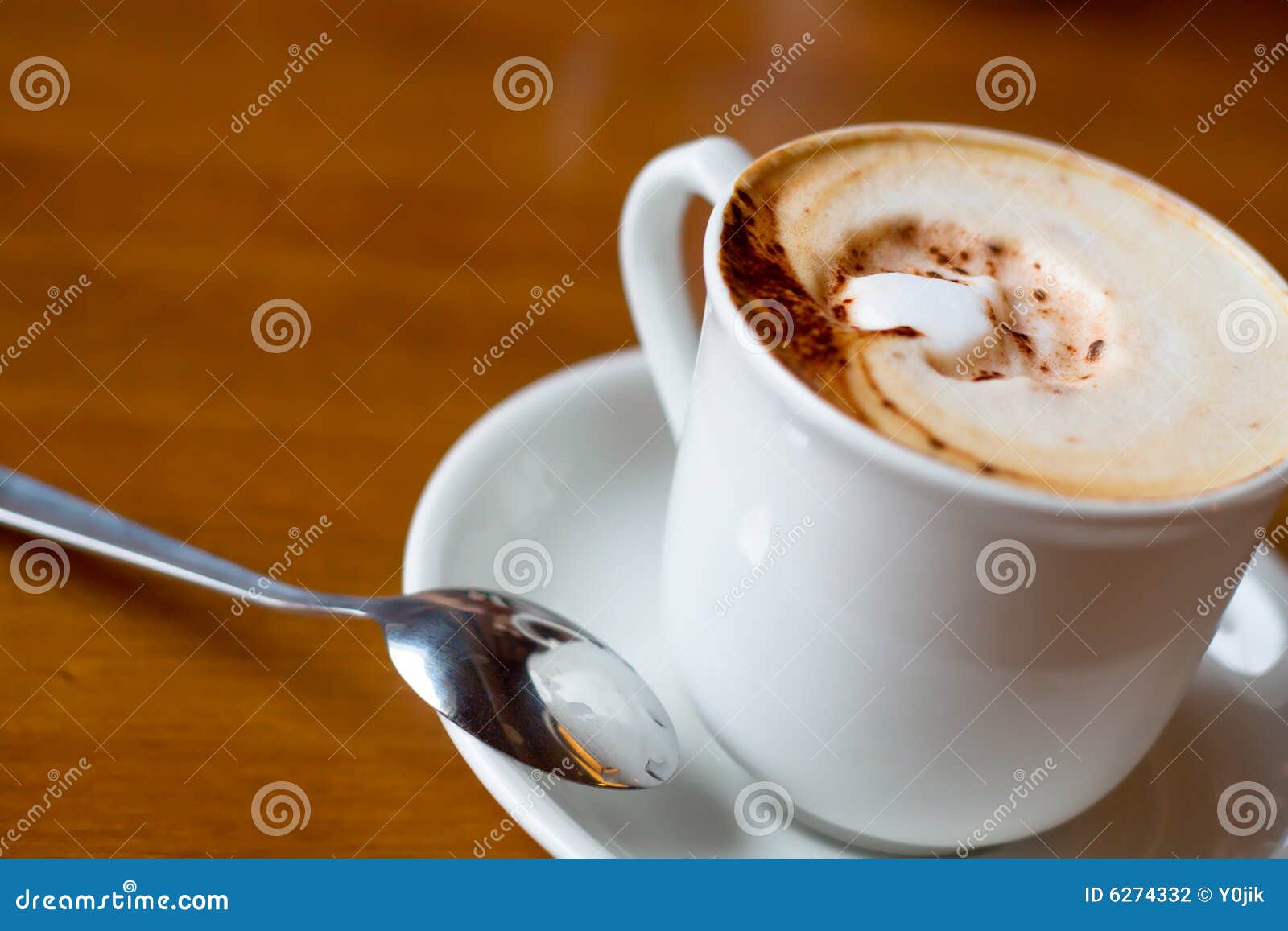 White Cup with Coffee and a Spoon Stock Photo - Image of table, white ...