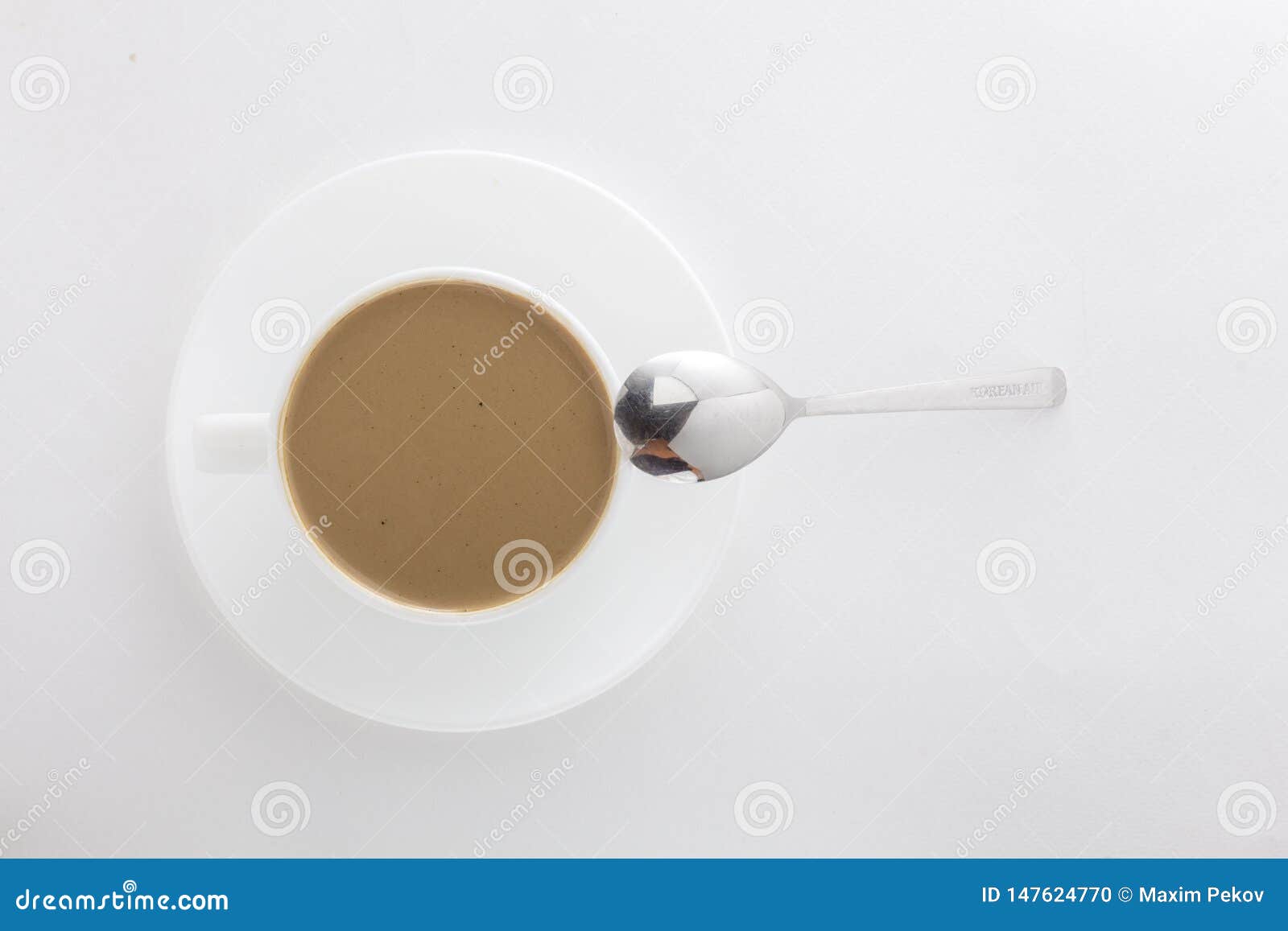 White Cup of Hot Coffee and Tea Spoon Stock Photo - Image of dessert ...