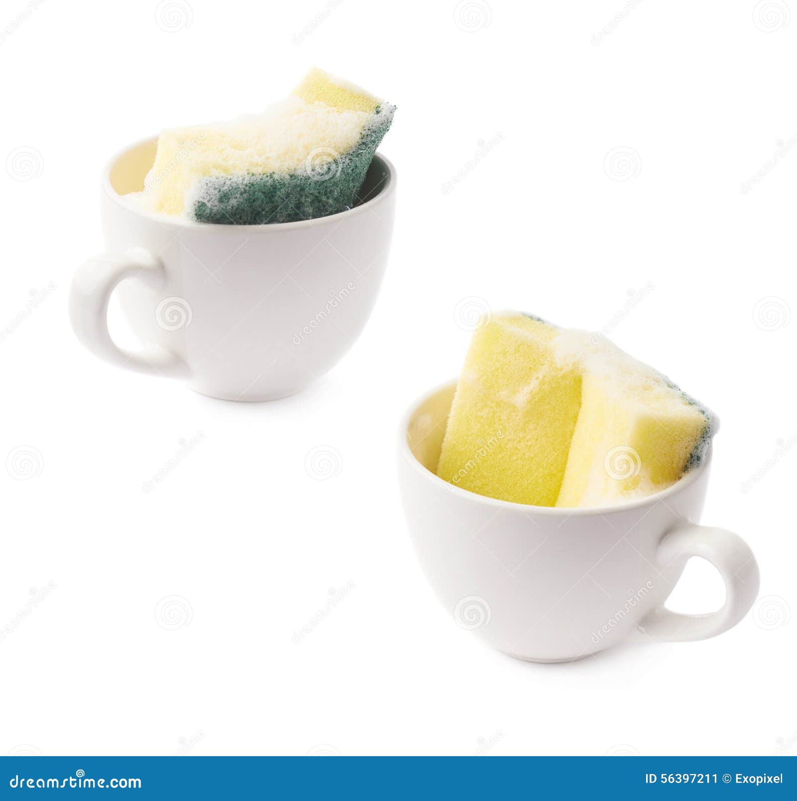 White Cup with Sponge Inside Stock Image - Image of household, care ...