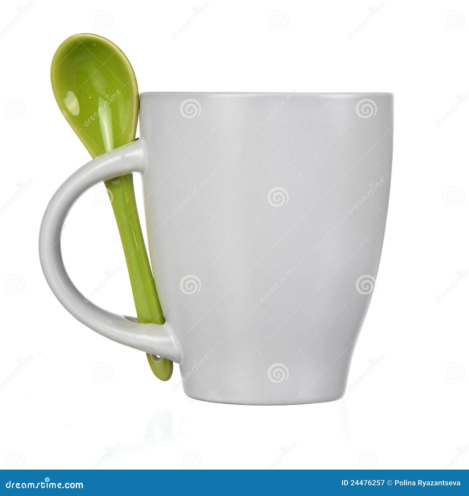 White cup with spoon stock image. Image of green, closeup - 24476257