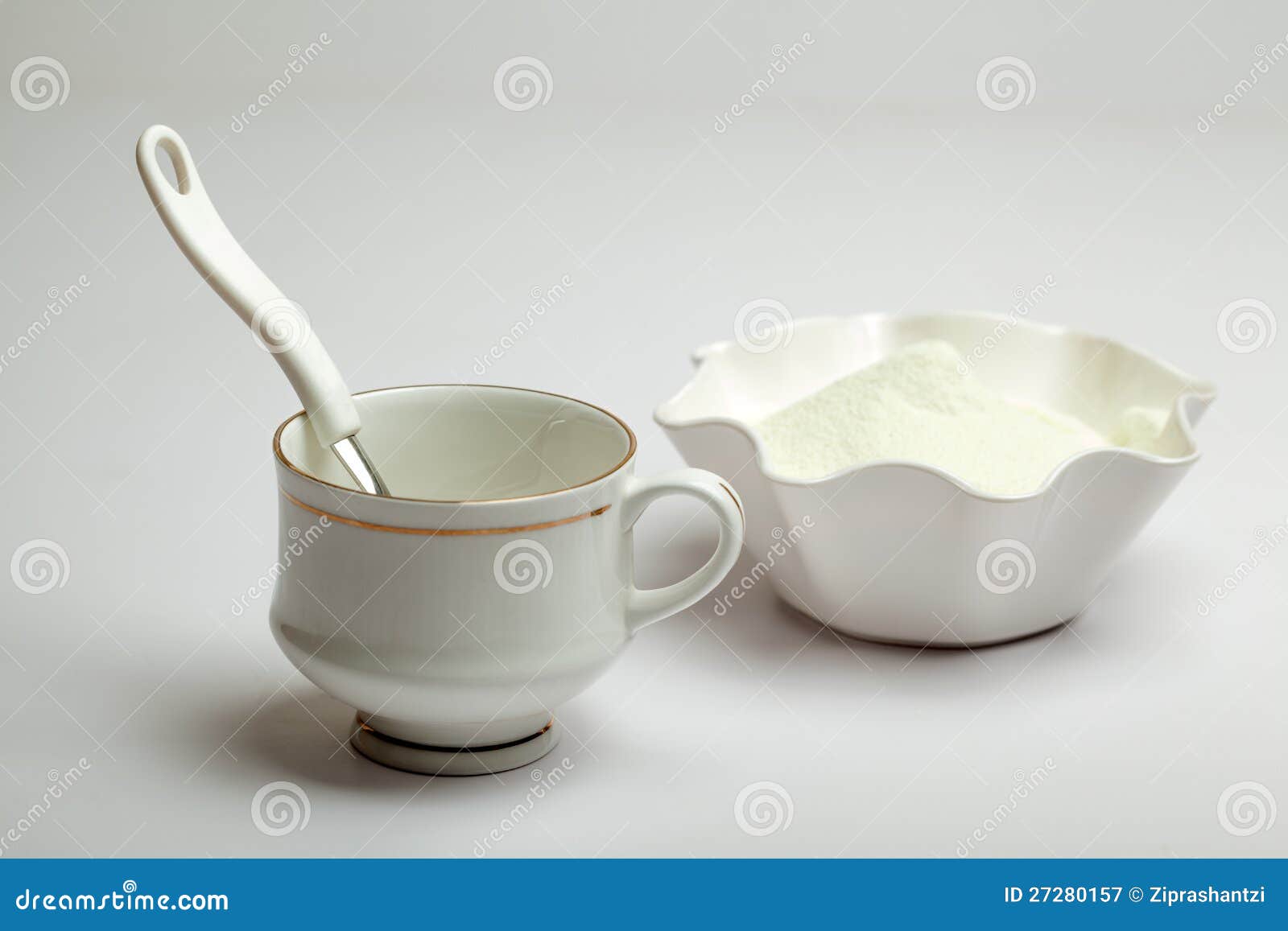 White Cup, Spoon and Milk Powder Stock Image - Image of restaurant ...