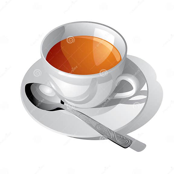 White cup of tea stock vector. Illustration of breakfast - 5136858