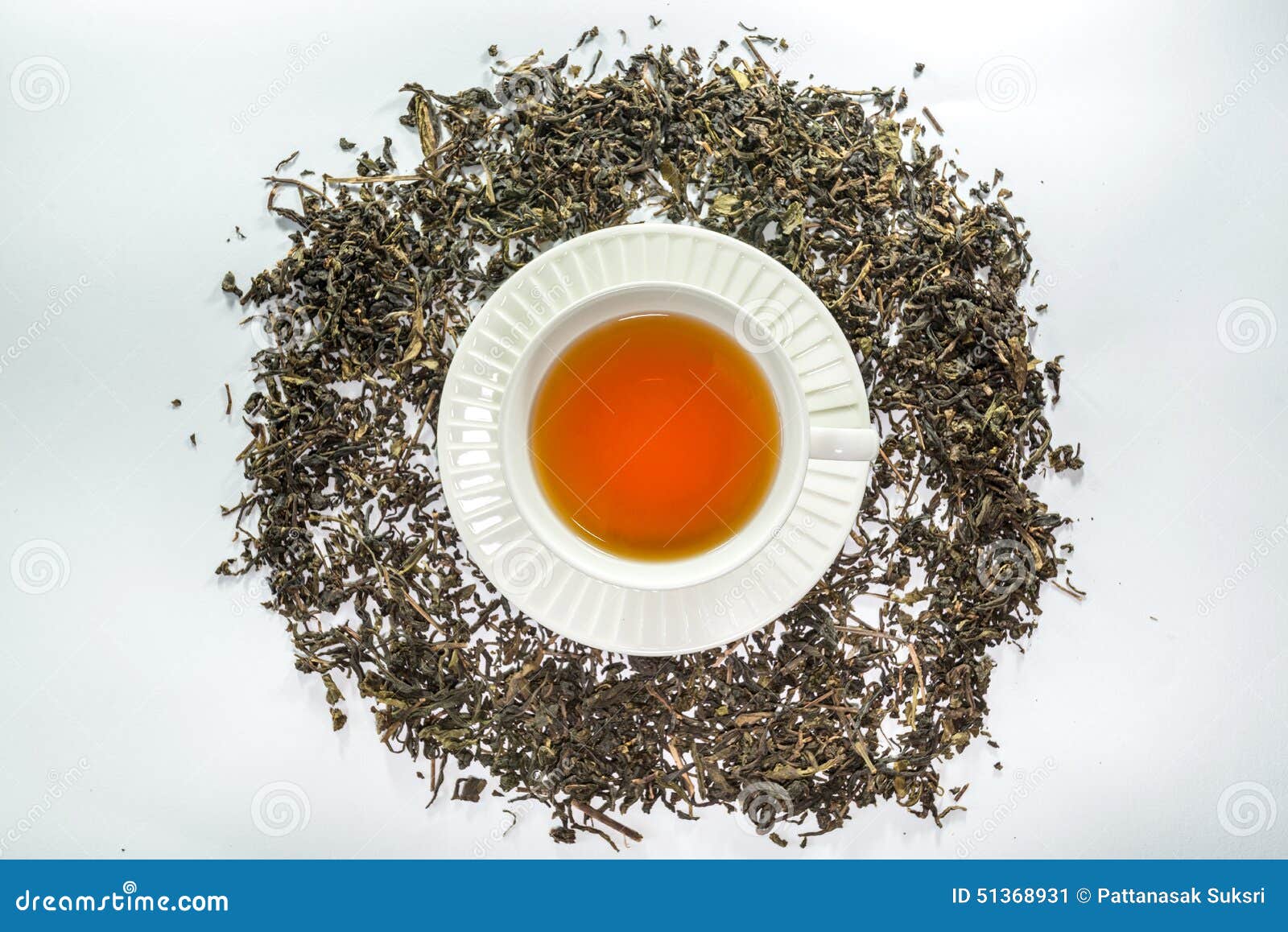 White Cup of Tea with Dried Tea Leaf from Top View Stock Image - Image ...
