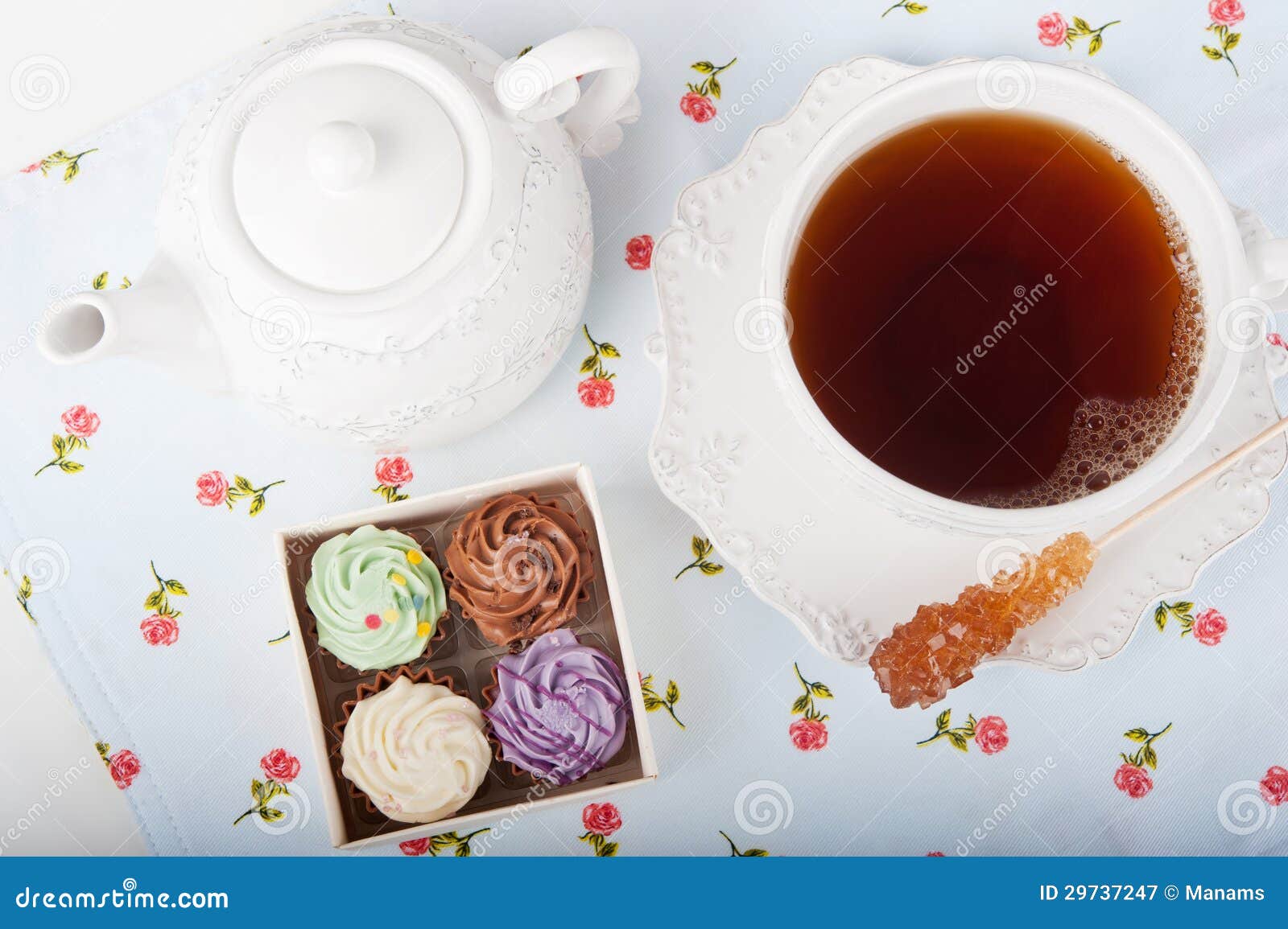 Tea with sweets stock image. Image of group, shape, drink - 29737247