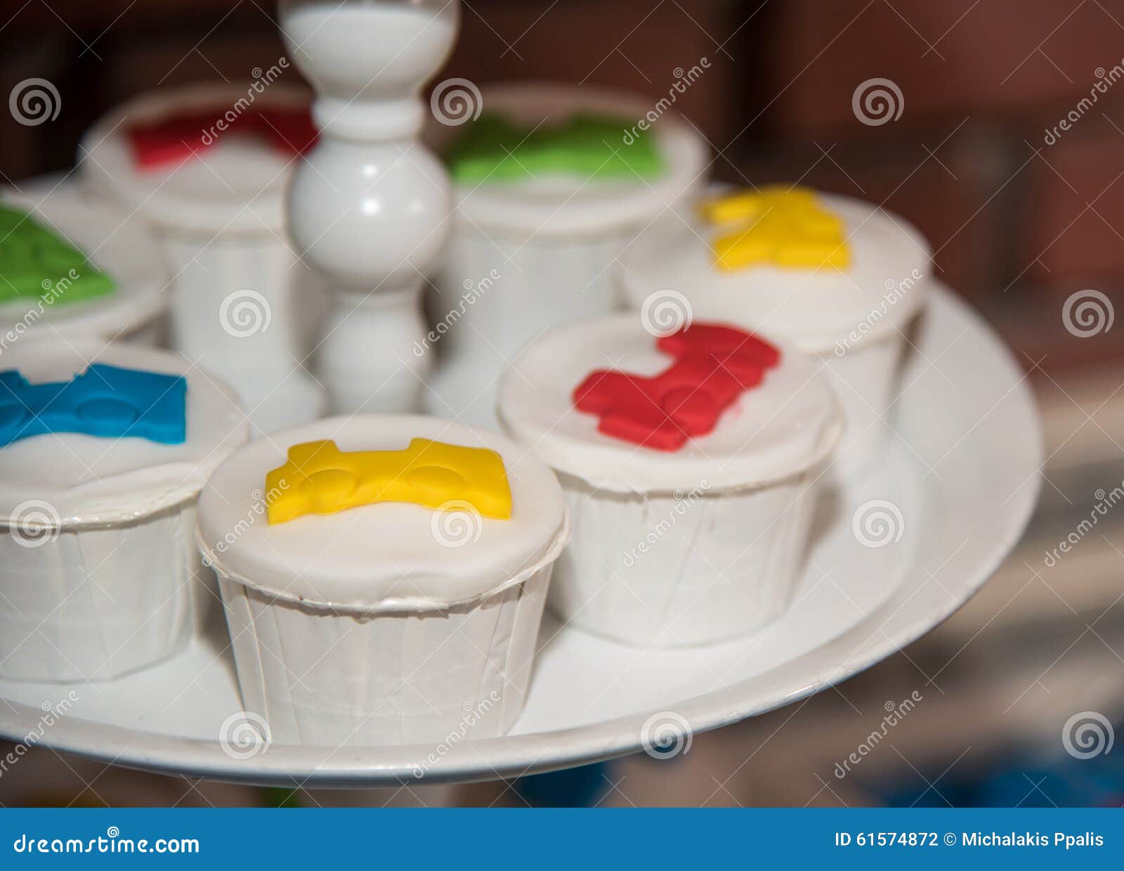 White Cupcakes Decorated with Colored Sweets Stock Photo - Image of ...