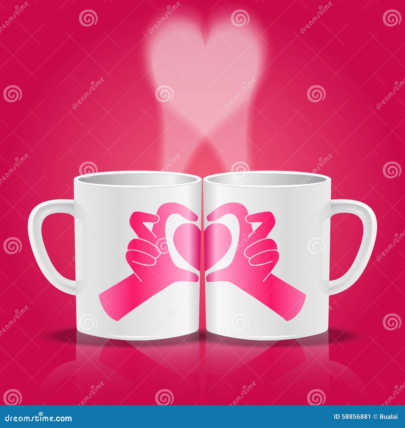 White Cups with Hands Making Heart Shape Stock Vector - Illustration of ...