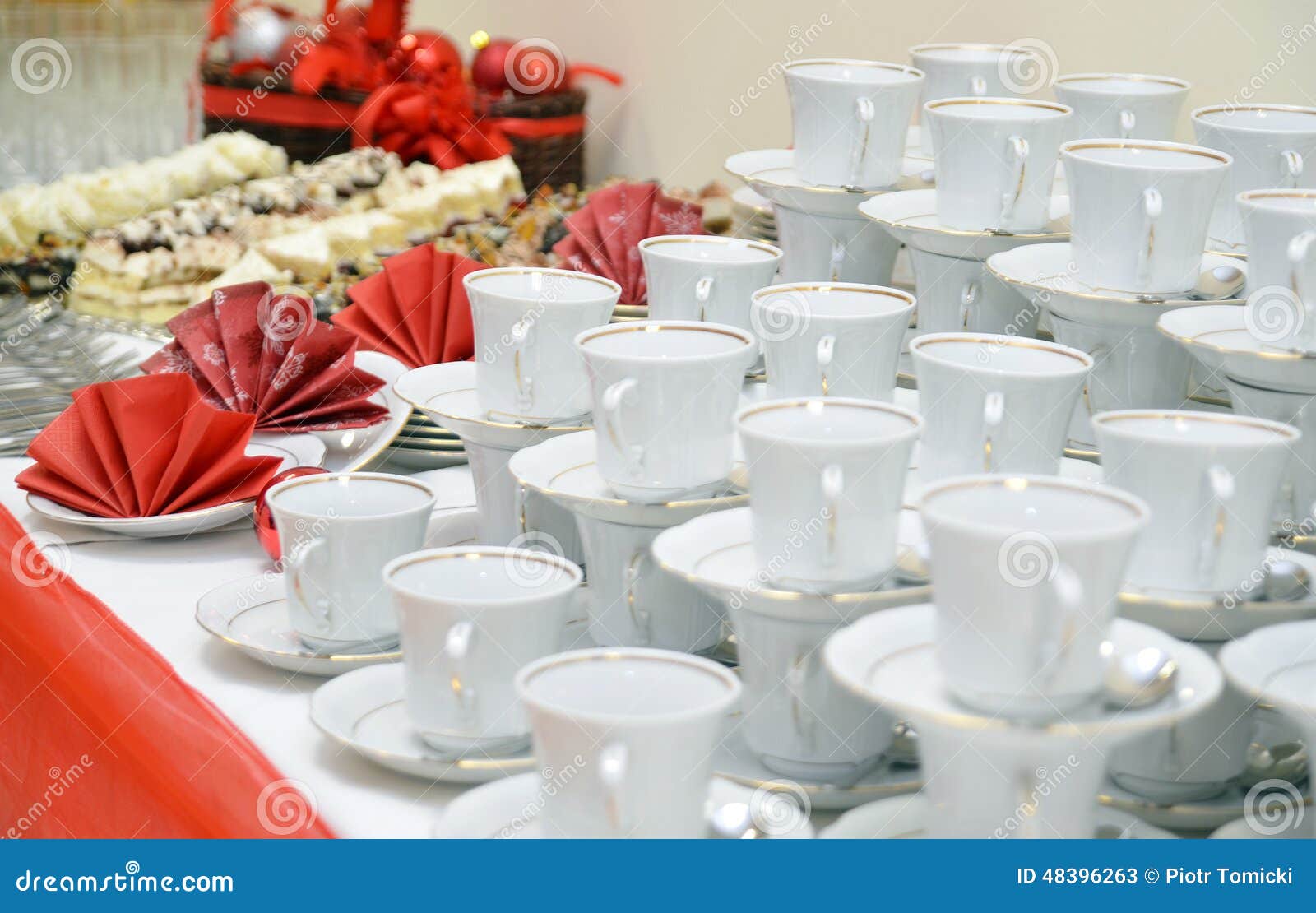 White Cups Stacked on a Table Stock Image - Image of isolated, dine ...