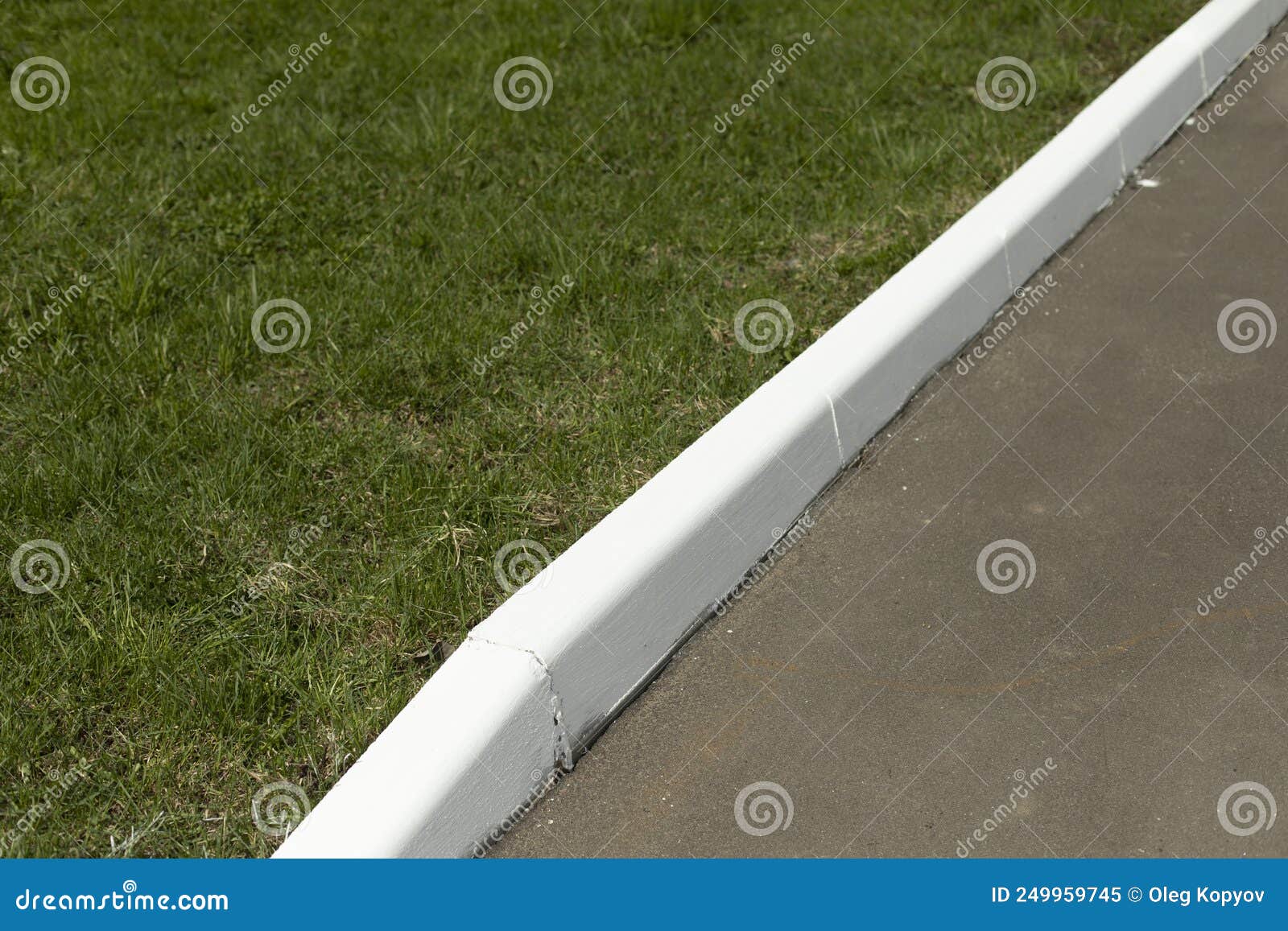 White Curb on Road. Landscaping in Park Stock Image - Image of brick ...