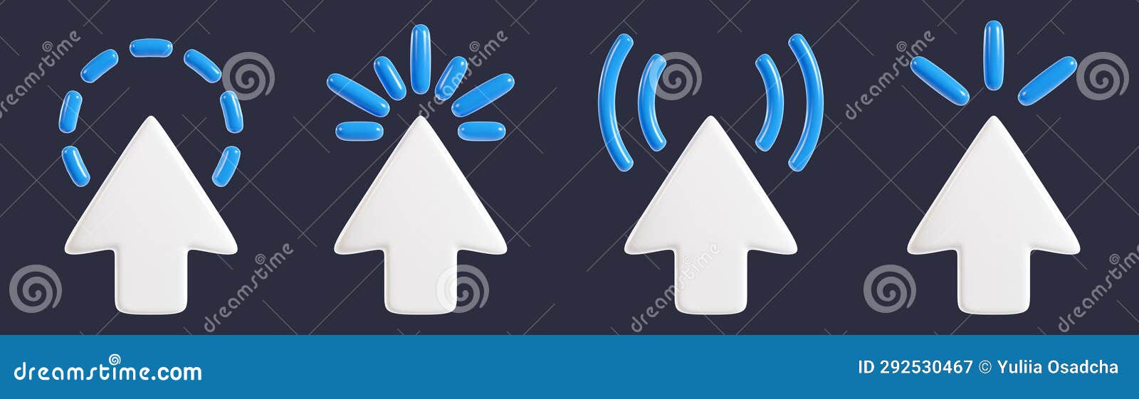 White Cursor Arrow with Different Mouse Click Effect. Stock ...