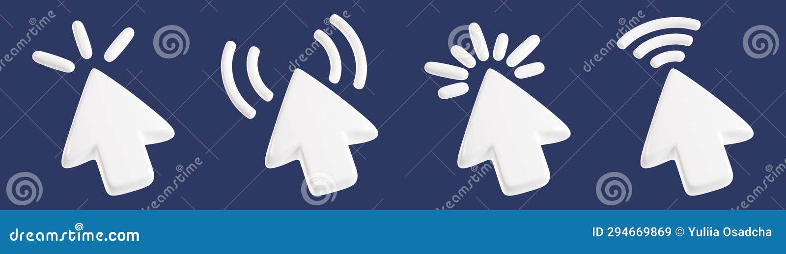 White Cursor Arrow with Different Mouse Click Effect. Stock Illustration - Illustration of ...