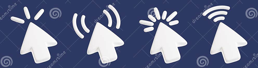 White Cursor Arrow with Different Mouse Click Effect. Stock ...