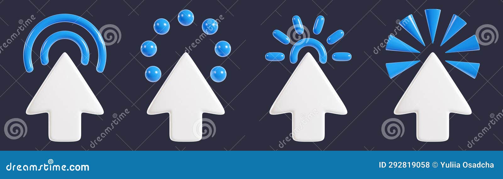 White Cursor Arrow with Different Mouse Click Effect. Stock ...