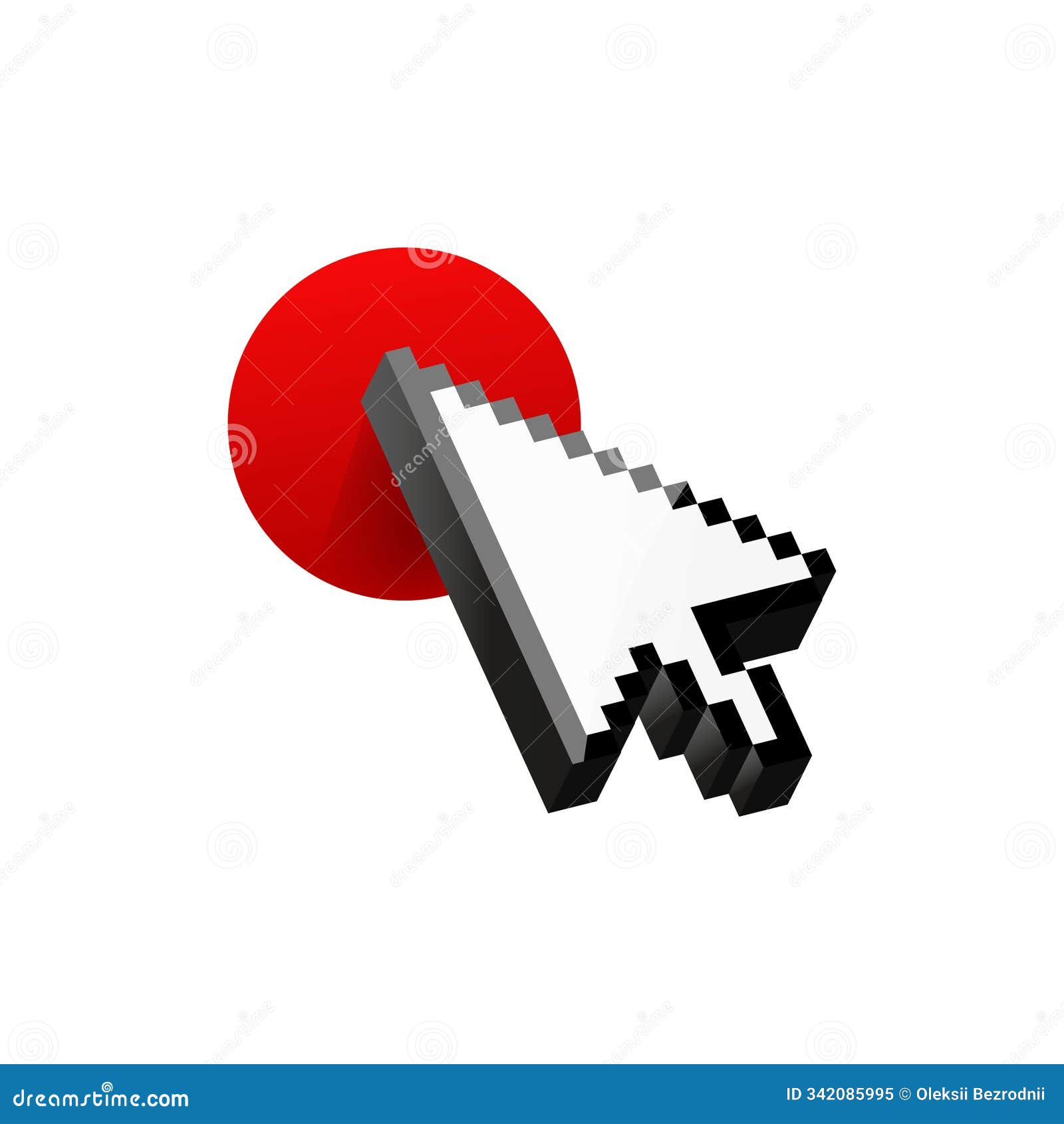 White Cursor for Computer Click on Red Button. Stock Illustration ...