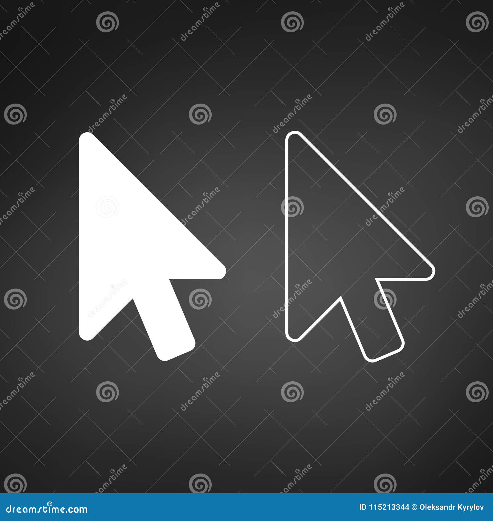 White Cursor Icon. Vector Illustration Isolated on Modern Black ...