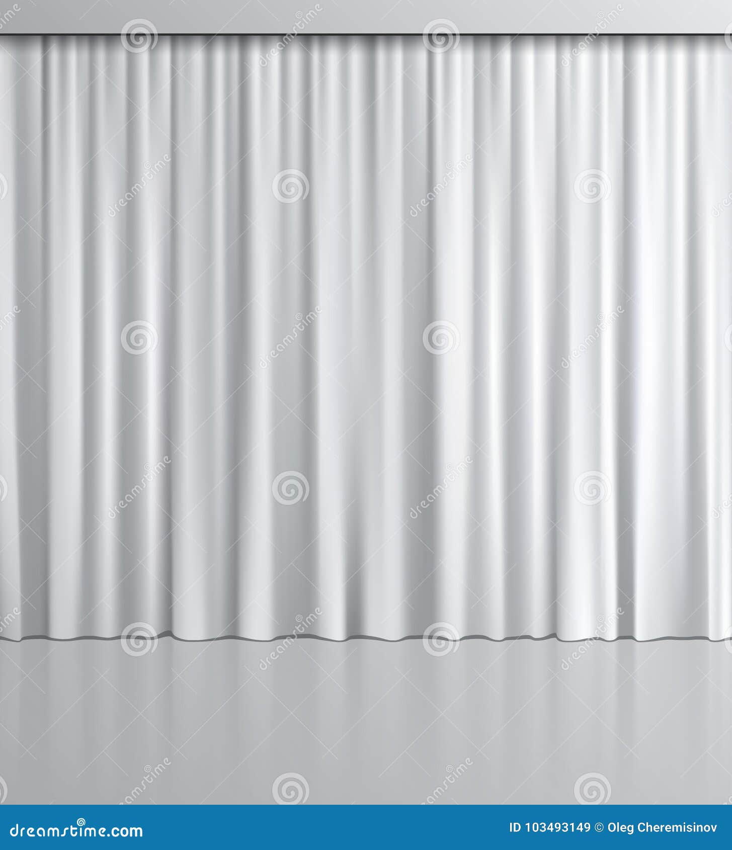 White Curtain Background. Vector Realistic White Curtain with Mirror ...