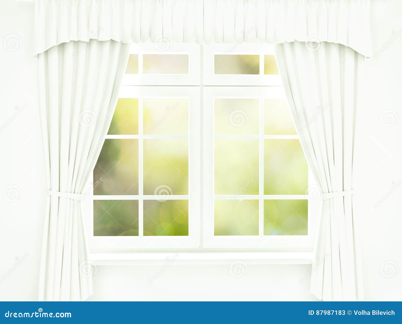 White Curtain on the Window. 3d Render Stock Illustration ...