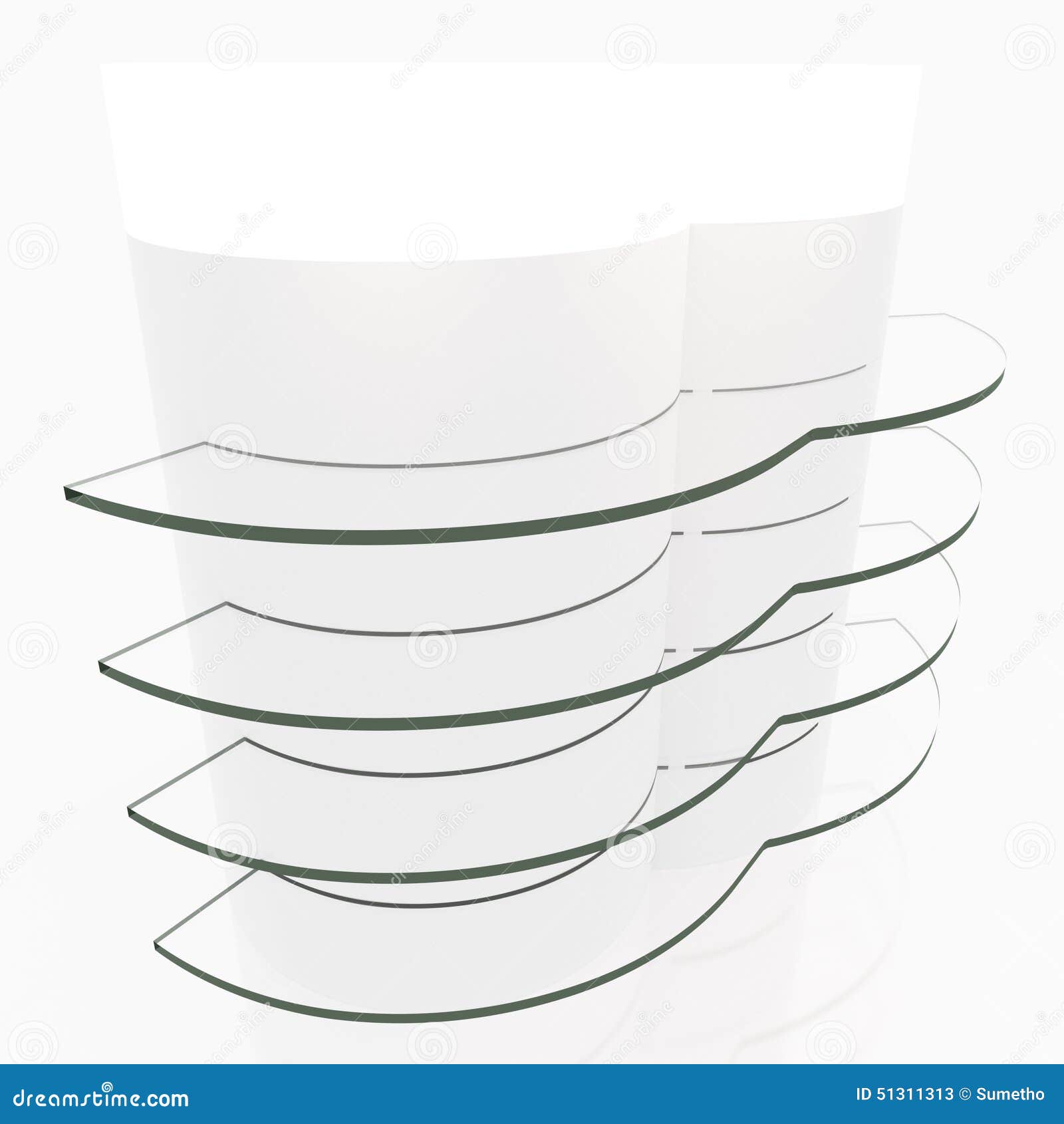 White Curve Glass Shelves Stock Illustrations – 6 White Curve Glass ...
