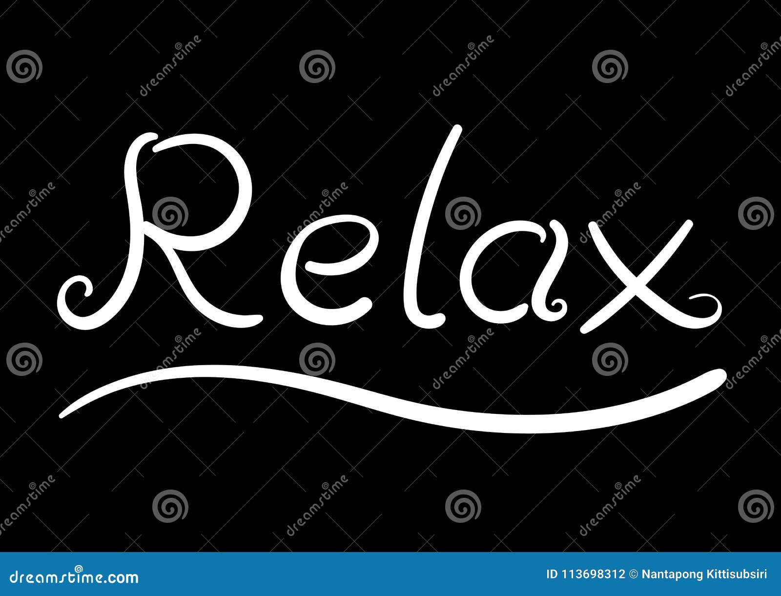 White Curve Hand Writing Relax Word Stock Vector - Illustration of ...