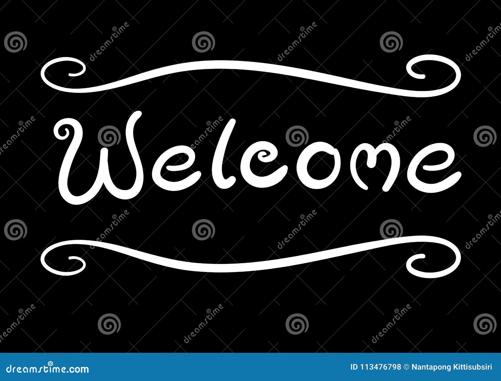 White Curve Hand Writing Welcome Word on Black Background Stock Vector ...